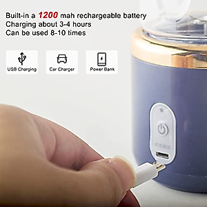 Portable Blender,USB Rechargeable Mini Personal Blender for Shakes and Smoothies,Electric Fruit Veggie Juicer with 2pcs Travel Juicer Cup，Blue