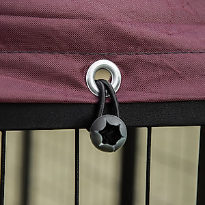 PawHut 5' x 5' x 5' Outdoor Dog Kennel with Rotating Bowl Holders, Walk-in Pet Playpen, Welded Wire Steel with Water and UV-Resistant Canopy, Red