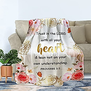 TROCHIN Bible Verse Blanket, Inspirational Religious Gift Throw Blanket with Bible Verse Religious Gifts for Women 50x40in
