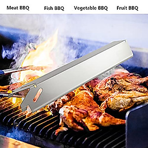 Zemibi Heat Plate Replacement for Brinkmann 810-4221-S, 810-6420-S Gas Grill Models, Heavy Duty Stainless Steel Burner Cover Flame Tamer, Heat Shield, Heat Tent Deflector, 14 7/8" x 3 1/8", 4-Pack