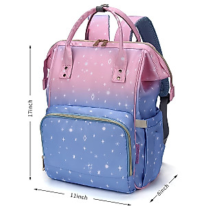Sowaovut Diaper Bag Backpack, Upgraded Multifunction Diaper Bags for Mom, Waterproof Baby Bag Color Floral Durable Travel Maternity Backpacks for Women Moms Dads (Blue)