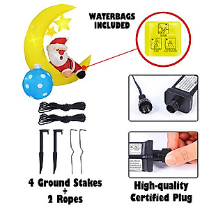 BESTPARTY 5FT Christmas Inflatable Somnolent Santa Claus on The Moon Decoration, LED Blow Up Lighted Decor Indoor Outdoor Holiday Art Decor Decorations