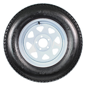 eCustomrim Trailer Tire On Rim ST205/75D15 F78-15 205/75-15 Load Range C 5 Lug Wheel White Spoke - 2 Year Warranty w/Free Roadside