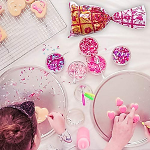 Aneco 100 Pack Valentine's Cellophane Bags 4 Styles Valentine Candy Cookie Bags Plastic Valentine's Gift Bags Cellophane Bags with Twist Ties for Valentine's Party Favor Supplies