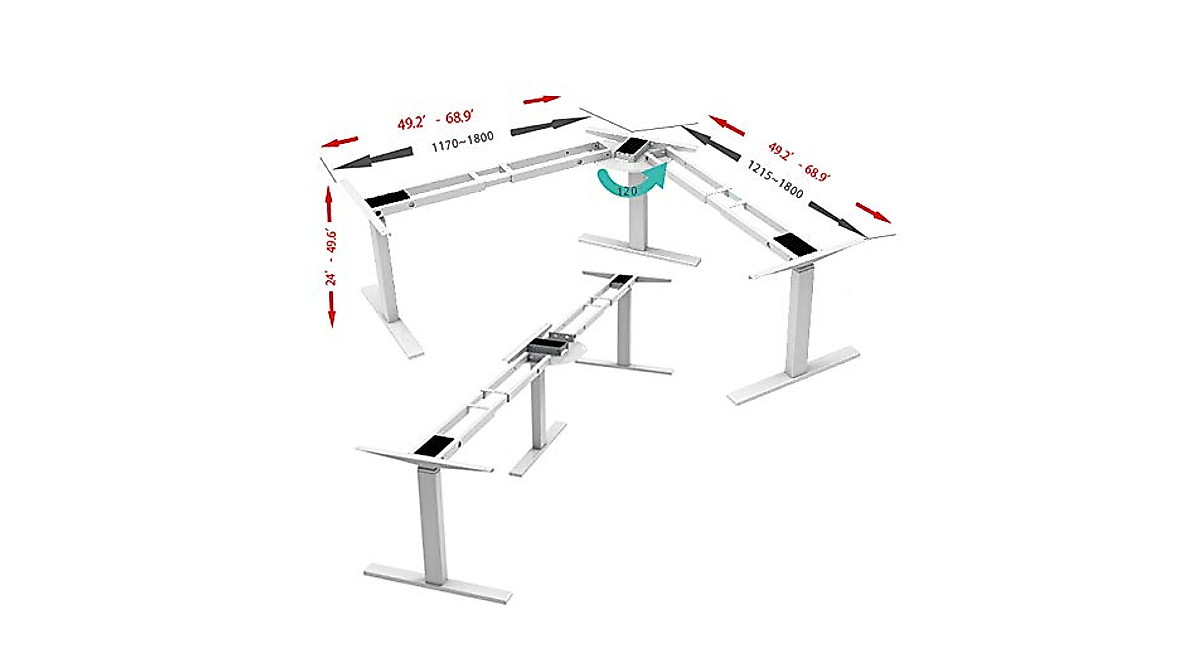 Adjustable L-Shaped Standing Desk Frame for Home Office | Heavy-Duty Steel