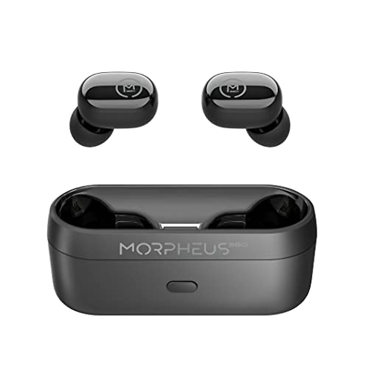 Morpheus 360 Spire True Wireless Earbuds TW1500B (Black), Noise Isolation Touch Control Light-Weight Mini Sweat Proof Waterproof Earbuds with Deep Bass