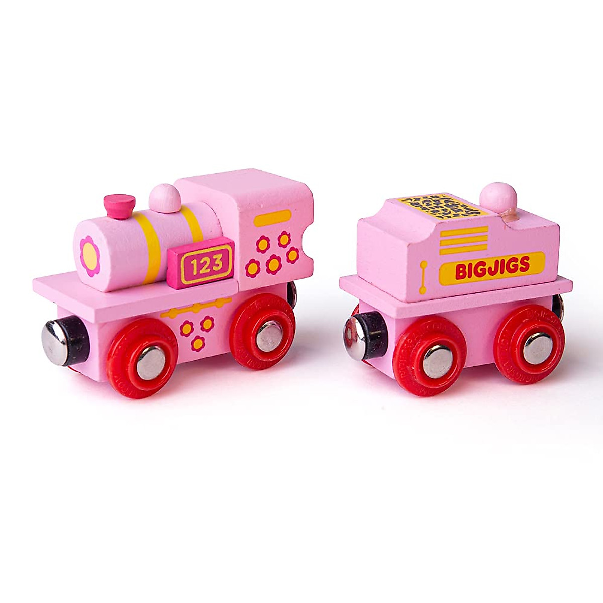 Bigjigs Rail Pink 123 Engine - Other Major Wooden Rail Brands are Compatible