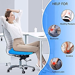 Gel Seat Cushion, Ergonomic Breathable Gel Seat Cushion with Non-slip Cover for Long Seating, Tailbone Pain & Pressure Relief, Suitable for Home, Office, Gaming Chair, Car, Wheelchair (18.1 X 17 inch)
