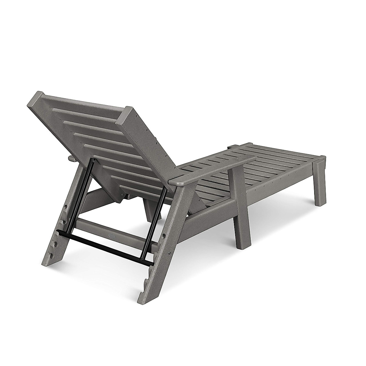 POLYWOOD AC2678-1BL Captain Chaise with Arms, Black