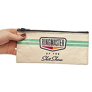 Blue Q Pencil Cases - chunky zipper, sturdy and easy-to-clean, 4.25" h x 8.5" w, made from 95% recycled material (Ringmaster Shit Show)