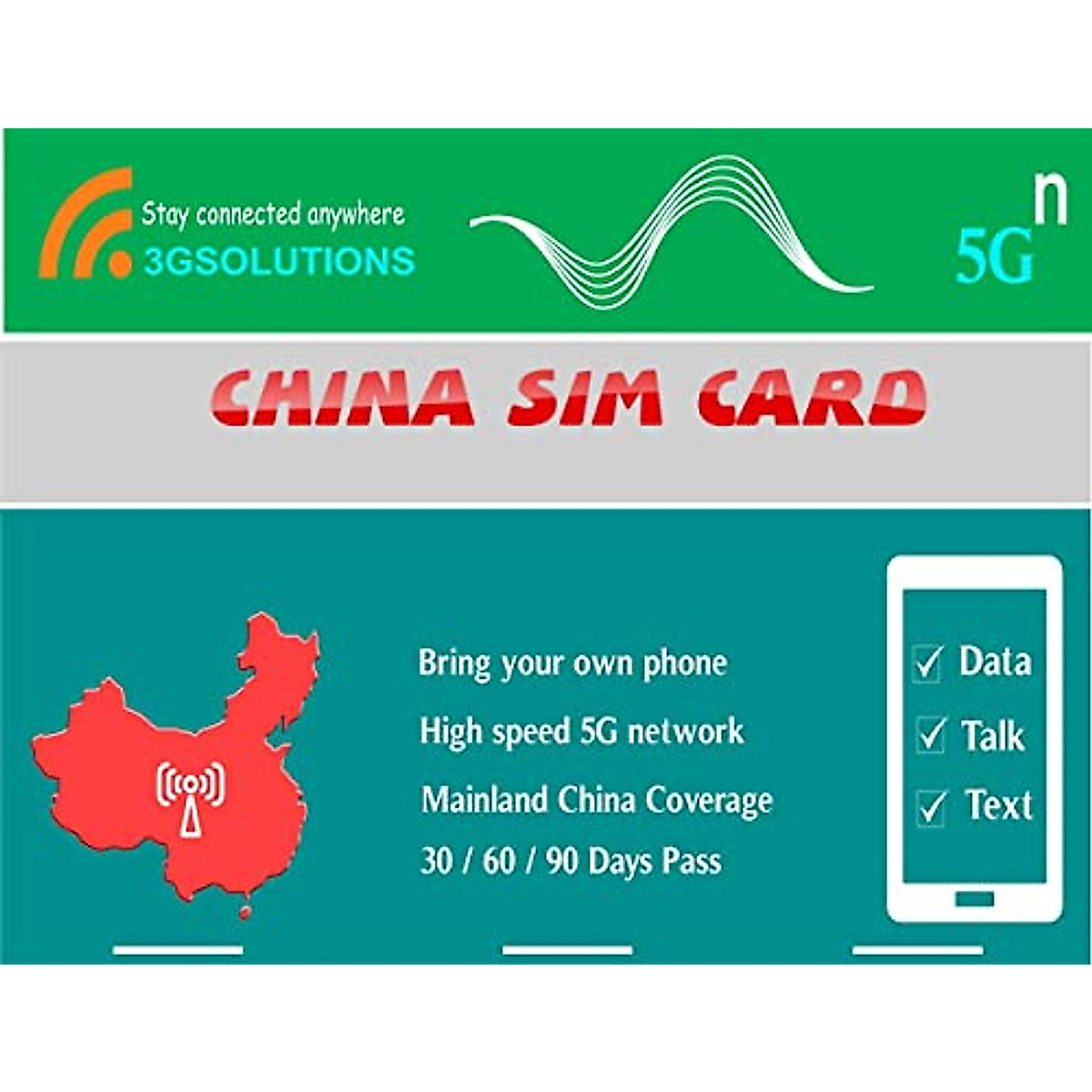 China Unicom Sim Card 5G Network 20GB Data, 300 Minutes Talk Plus 300 Texts