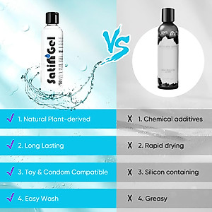 SATIN GEL Water-Based Personal Lube, Sex Lubricant, Lube for Men, Women and Couples, Plant-derived Lubricant, Toy & Condom Compatible 2 Pack