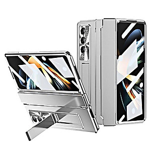 EAXER for Samsung Galaxy Z Fold 3 360° Case, Hinge Protection Shockproof Hinge Built in Tempered Glass Phone Case Cover (Silver)