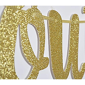 Taco Bout A Baby Gold Glitter Banner Sign Garland for Mexican Fiesta Themed Baby Shower Party Decorations Supplies Cursive Bunting Photo Booth Props