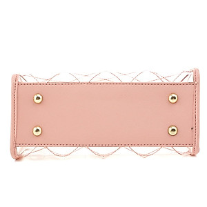 Stadium Concert Vegan Leather Transparent Clear Tote Bag Satchel Crossbody Purse Handbag (Chain 2 Way Square Tote - Light-Mauve [Lavender])