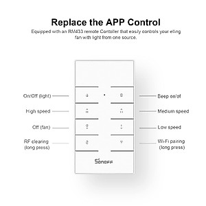SONOFF iFan04-L WiFi Ceiling Fan Light Controller, APP Control & Remote Control, Work with Alexa & Google Home, No Hub Required(2.4G WiFi) (1 Pack)