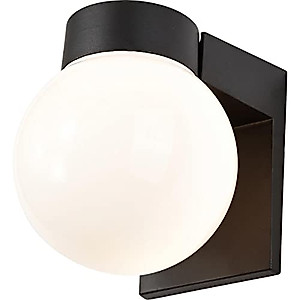 Nuvo Lighting SF77/140 Utility Fixture Die Cast Aluminum Durable Outdoor Wall Mount Porch and Patio Light with White Glass Globe, Black