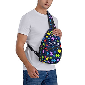 ROSIHODE Cute Autism Awareness Sling Backpack, Multipurpose Crossbody Chest Bag Shoulder Bag Travel Hiking Daypack for Men Women