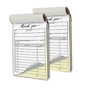 Herzii Prints - 2 Pack Receipt Pad, 3.4x5.5 Handheld - Receipt Book with Carbon Copies - Invoice Book for Small Business, Sales Order Book, Receipt Booklet. 2-Part Carbonless (50 Sets) White/Yellow
