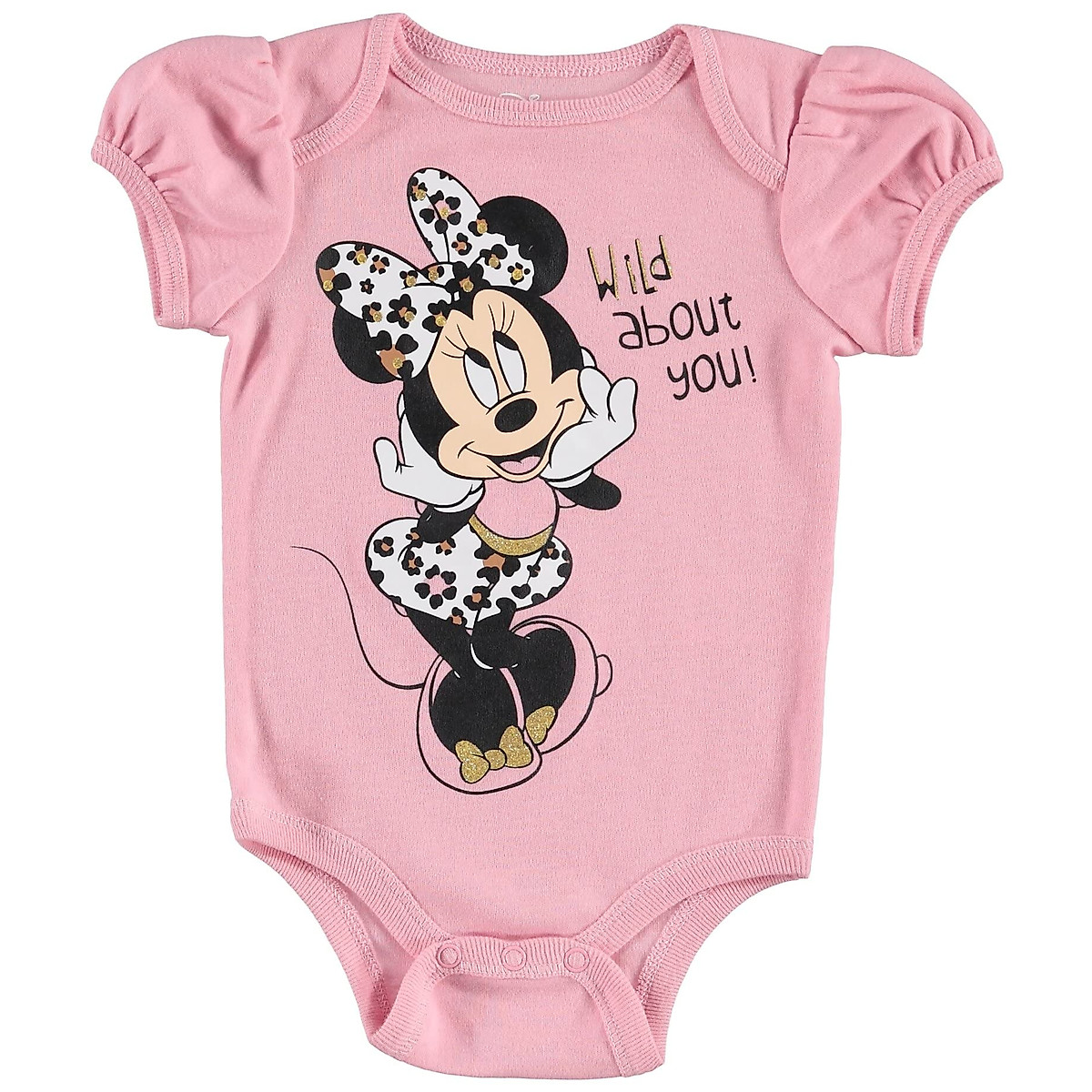Disney Minnie Mouse Newborn Baby Girls 4 Piece Outfit Set: Bodysuit Pants Bib Hat Pink 0-3 Months