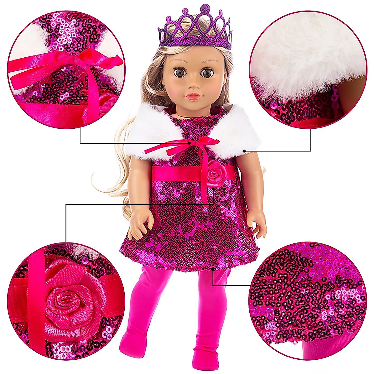 ZITA ELEMENT 24 Pcs American Doll Clothes for 18 inch Doll Clothes and Accessories - Doll Clothing Outfits Dress Swimsuits Tights for 18 Inch Dolls