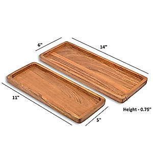 Samhita Acacia Wood Rectangular Wooden Platters for Food Holder/BBQ/Party Buffet Gift for Friend, Family.