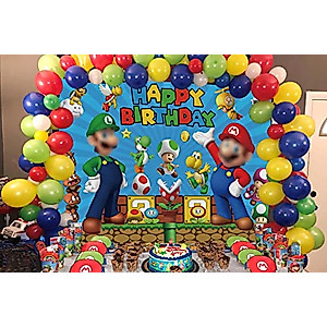 Super Brother Boy Backdrop Adventure Game Mushroom Gold Coins Photography Background Boy Children Birthday Party Baby Shower Supplies Photo Booth Studio Props 7x5FT