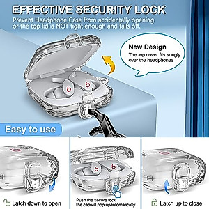 [Upgrade Lock] Beats Fit Pro Case with Lock, PC Shell Clear Case for Beats Fit Pro Charging Case, Full Protective Safety Lock Case Cover for Beats Fit Pro Accessories with Fashion Candy (Clear)