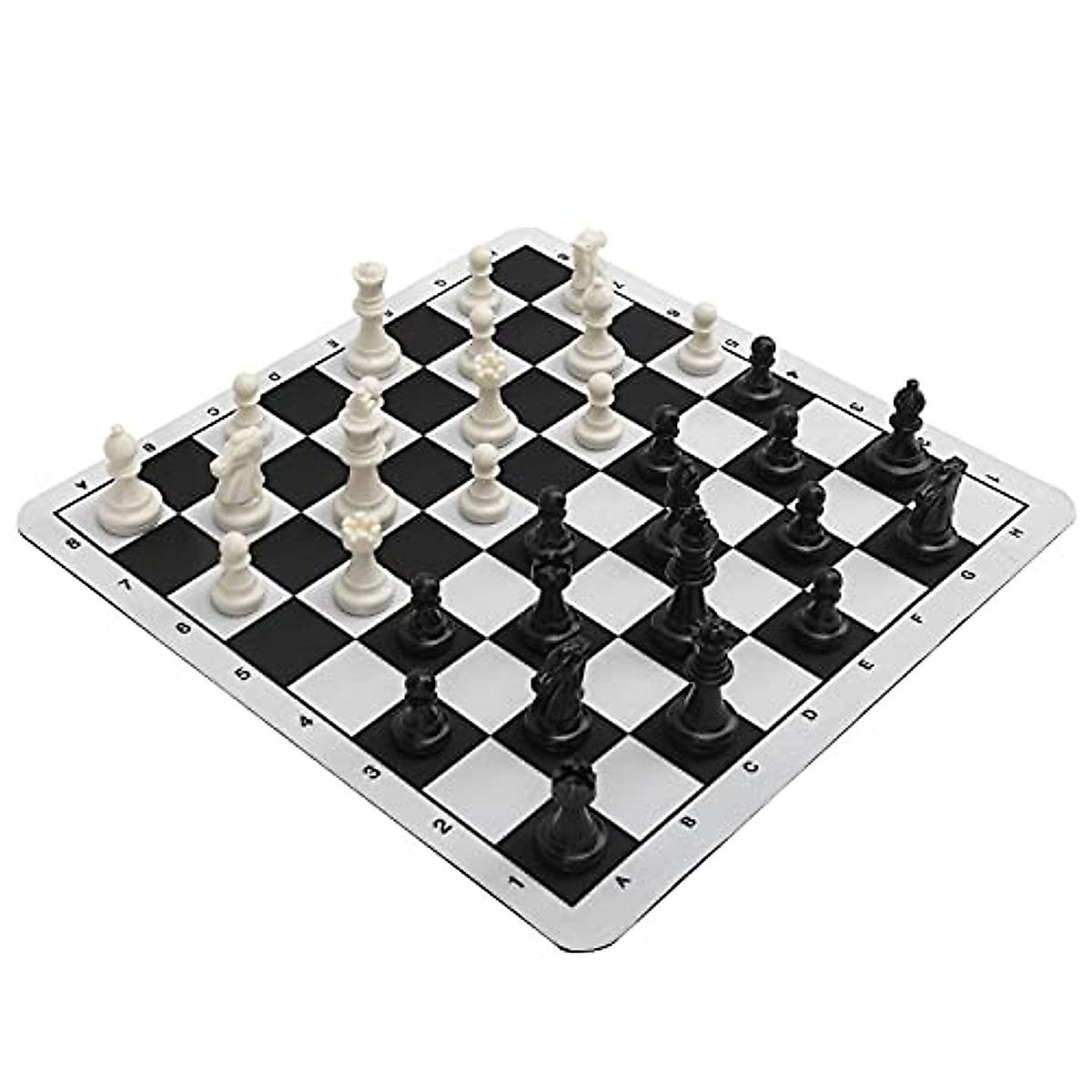 VBESTLIFE Tournament Chess Set Portable International Standard Chess Game Set with Roll Up Rubber Chessboard Chess, Leisure Sports