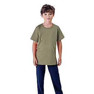 Brix Boys' Short Sleeve T-Shirts – Jersey Crew Neck 5-Pack Tagless Tees. 100% Cotton Multipack