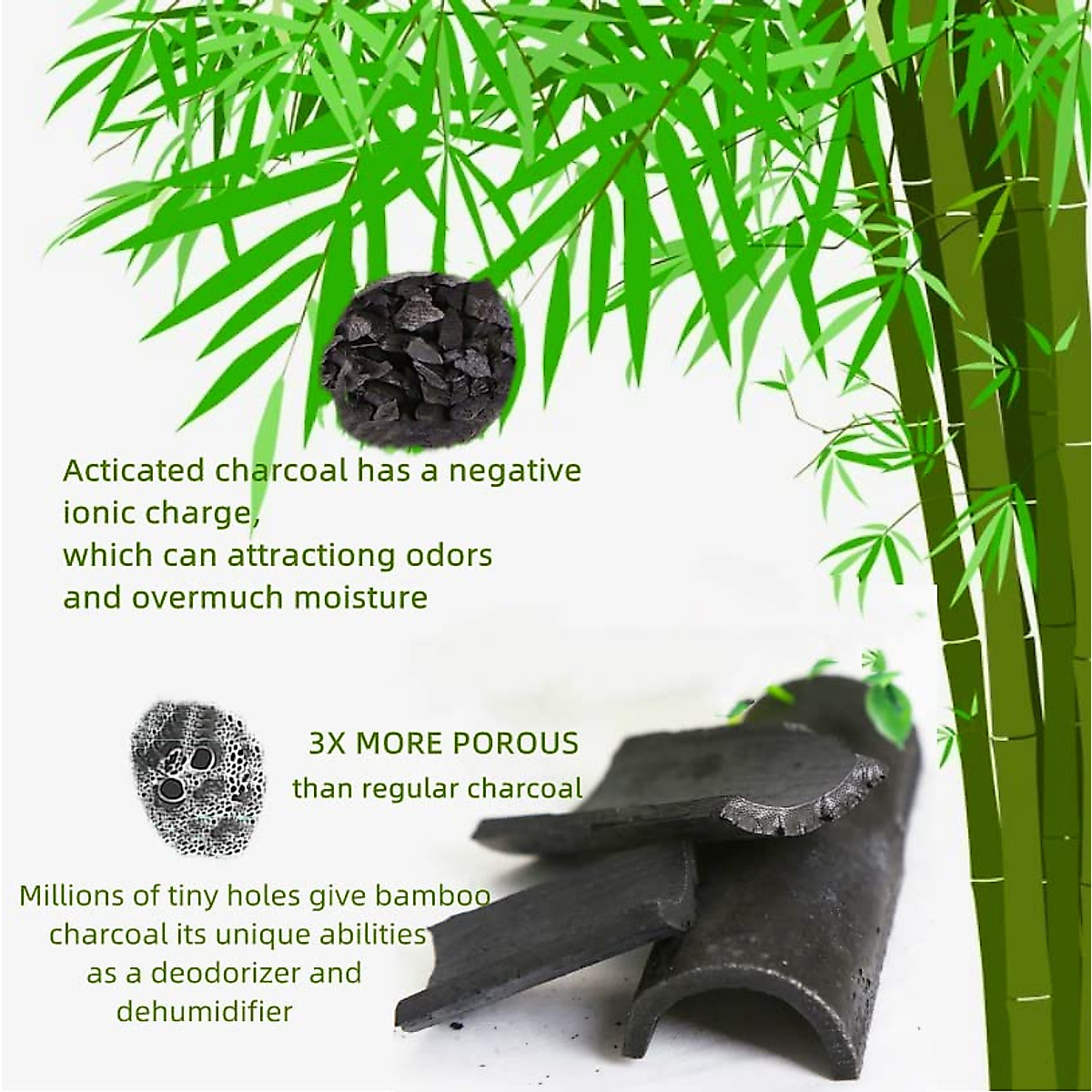 3 Pack Bamboo Activated Charcoal Odor Absorber, Bamboo Charcoal Air Purifying Bag, Activated Charcoal Odor Absorber for Closet,Pets,Shoe, Car, Basement Musty Odor Eliminator Deodorizer( 3x200g each)