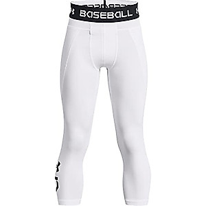 Under Armour Boys' Utility 3/4 Sliding Shorts, (100) White / / Black, Youth Small