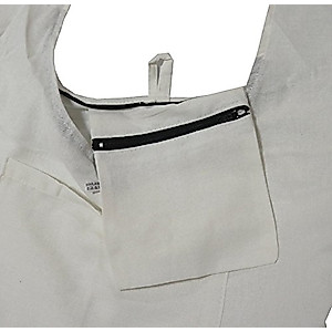 Lovely Creations Thai Monk Buddha Cotton Sling Crossbody Messenger Bag Purse Hippie Hobo Shoulder Bag (์NN White)