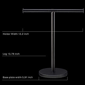 Debodda Modern Hand Towel Stand for Bathroom, Kitchen or Vanity, Height 13.78”, Free Standing Matte Black Countertop Rack with Balanced Base, Perfect Hand Towel Holder, Dual Washcloth Display