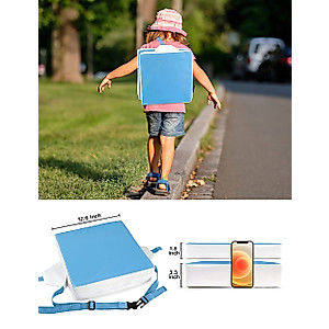 OTTOLIVES Toddler Booster Seat for Dining Table Thick Increasing Waterproof PU Washable Cushion with 2 Adjustable Straps Safety Buckle (Blue)