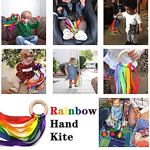 MEROCO Rainbow Dancing Ribbon Streamers with Wood Ring Educational Toy for Playroom Dancing Party Toddler Birthday