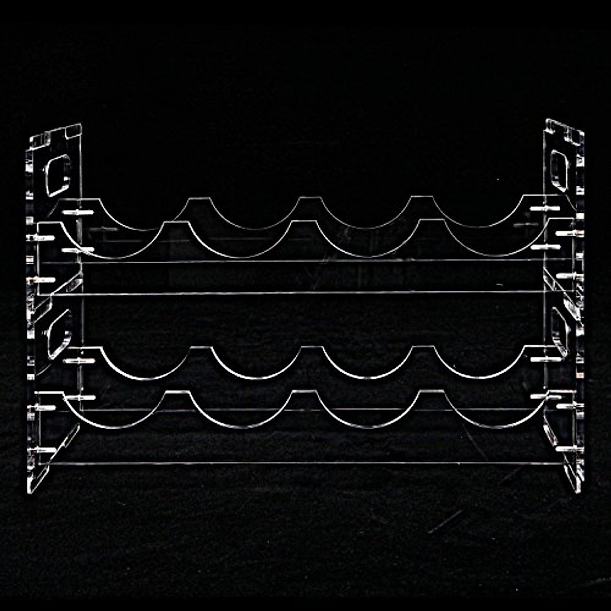 MyGift® Set of 2 Premium Clear Acrylic Stackable Wine Racks with Cutout Handles - Holds 8 Bottles