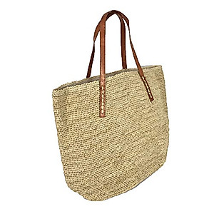 Mar Y Sol Portland Crocheted Raffia Carryall Tote Bag, Natural