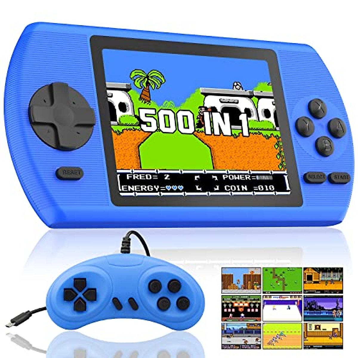 JAMSWALL Retro Handheld Game Console, Portable Retro Video Game Console with 400 Classical FC Games 2.8-Inch Screen 800mAh Rechargeable Battery Support for Connecting TV and Two Players(Blue)