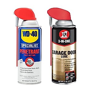WD-40 Specialist Penetrant & 3-IN-ONE Garage Door Lube Combo Pack, Smart Straw Sprays 2 Ways, Fast-acting penetrant, Quick-drying garage lubricant, Penetrant and Garage Door Lube 11oz cans (Pack of 2)
