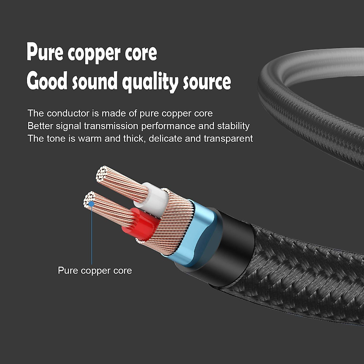 DIGITNOW 6.35mm 1/4" to 3.5mm 1/8" Male TRS Stereo Audio Cable with Alloy Housing and Nylon Braid for Smartphone, PC, Home Theater, Amplifier and Mixing Console, 6.6Ft