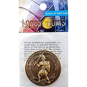 Logos Trading Post Antique Gold Plated Christian Challenge Coins | Eagle Coin, Lion of Judah Man of God Coin, Armor of God Coin | Value Variety Pack of 3 | Assortment 1
