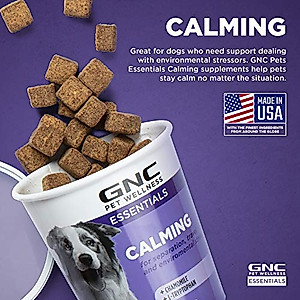 GNC for Pets Essentials Calming Soft Chew Dog Supplements | 60 Ct Chicken Flavor Dog Soft Chew Supplements for Calming and Relaxation | Adult Dog Calming Chews for Anxiety, White