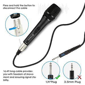 FDUCE Dynamic Wired Microphone 8.0s, Vocal Karaoke Mic with 16.4ft XLR Cable, Metal Handheld Corded Microphone for Singing, Speech, Wedding, Class use (Gray)