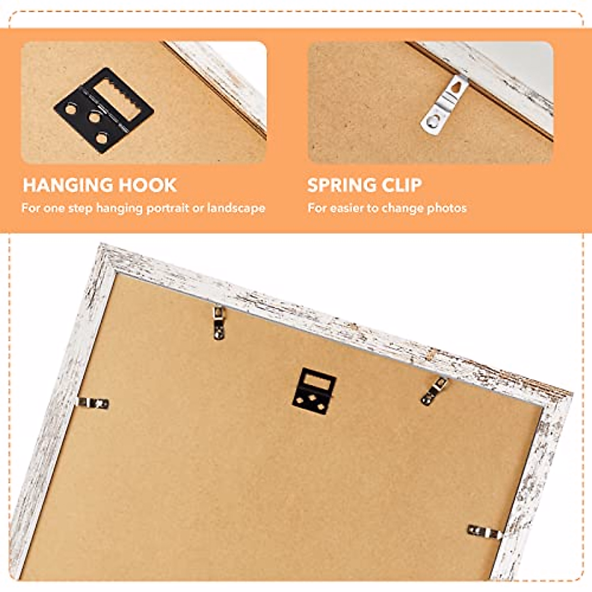 SYNTRIFIC 16x20 Picture Frames Set of 6, Distressed White Farmhouse Photo Frames Display Pictures 11x14 with Mat or 16x20 Without Mat, Wall Gallery Collage Photo Frames Home Decor Poster Frame