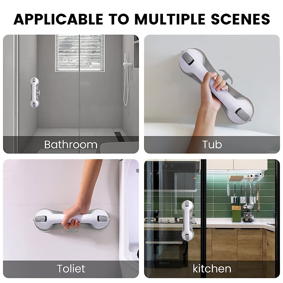 zmnklry 2Packs Grab Bars for Shower, 3Suckers Super Suction Shower Handle, No-Drill Shower Handles for Elderly, Shower Grab Bars for Seniors, Handicap Grab Bars,for Bathroom Grab Bar, Shower Grab Bar