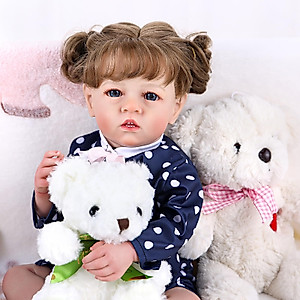 BABESIDE Lifelike Reborn Baby Dolls - 18-Inch Velvety-Smooth Skin Realistic-Newborn Baby Dolls Blue Eyes Girl Handmade Real Life Toddler Dolls with Toy Accessories Gift Set for Kids Age 3+