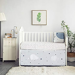 La Premura Sleeping Moon Baby Nursery Crib Bedding Set, 3 Piece Standard Size Crib Bedding Set, Blue and Grey