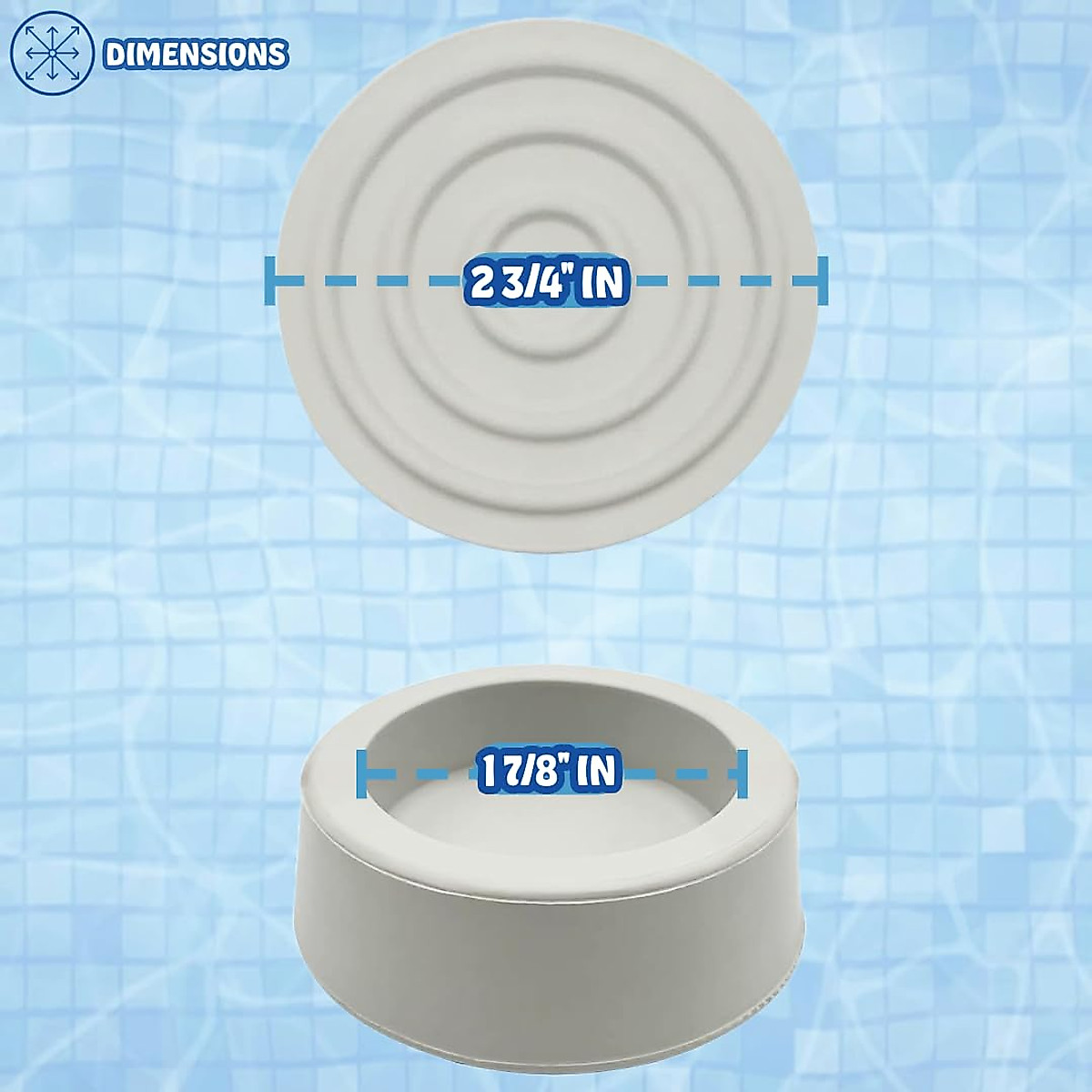 Poolzilla (2-Pack) Outside Pool Ladder Bumpers for Inground Pool - Pool Ladder Rubber End Caps Fit 1.9" Standard Swimming Pool Ladder Tubing - White