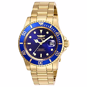 Invicta Men's Pro Diver Quartz Watch with Stainless Steel Strap, Gold/Blue, 20 (Model: 26974)